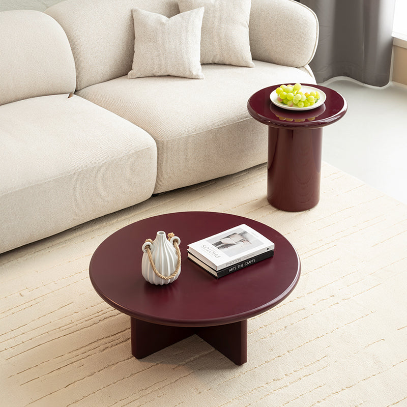 Set tavolino rotondo Aine Chelsea [Rosso porpora][Lucido e opaco]